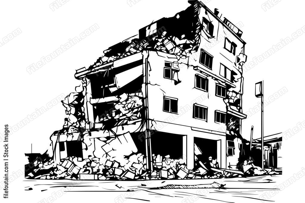 Demolished Building Destroyed Structure Logo Vector Design - FileFountain