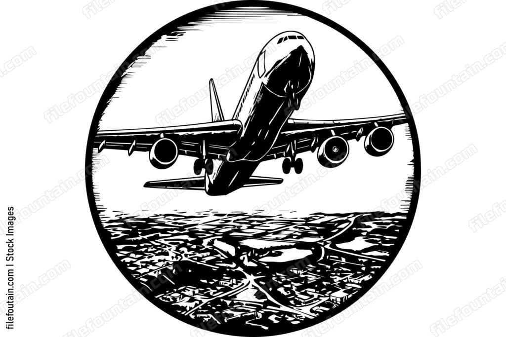 Jumbo Jet Taking Off In An Airport Logo Vector Design - FileFountain
