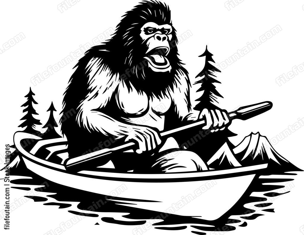 Bigfoot In A Boat Logo Vector Design - FileFountain