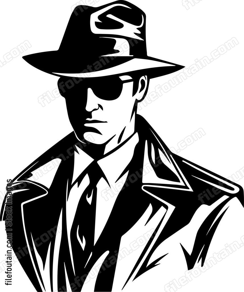 Vintage Mascot Of A Prohibition Era Man In Fedora hat Logo Vector ...