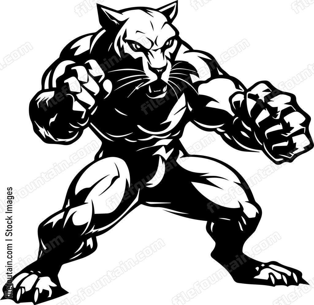 Panther Standing On Feet Super Hero Mascot Logo Vector Design ...