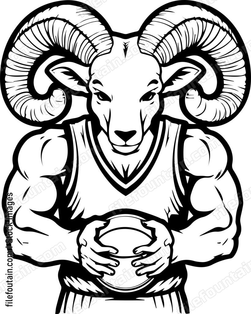 Ram Sports Team Mascot With Basketball Logo Vector Design - FileFountain