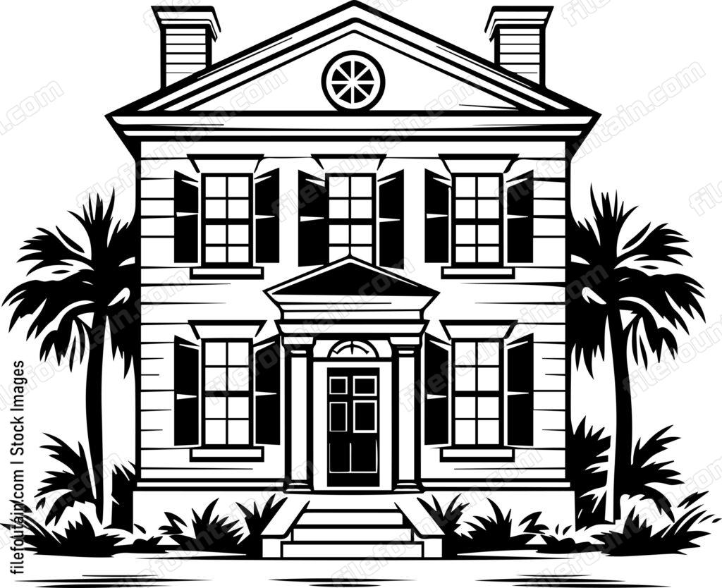 Colonial House Logo Vector Design - FileFountain