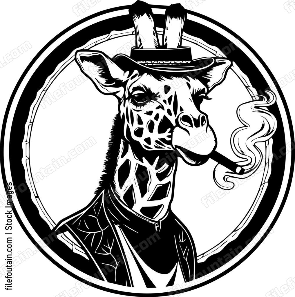 Giraffe Smoking A Cigar Logo Vector Design - FileFountain