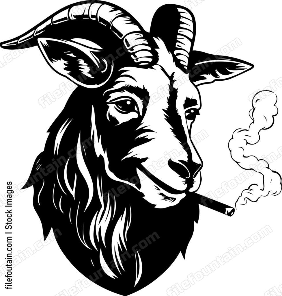 Goat Smoking A Cigar Logo Vector Design - FileFountain