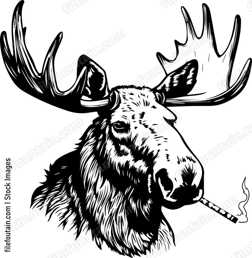 Moose Smoking A Cigar Logo Vector Design - FileFountain