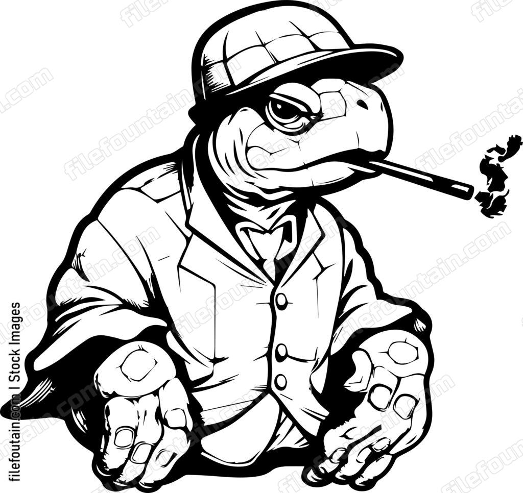 Turtle Smoking A Cigar Logo Vector Design - FileFountain
