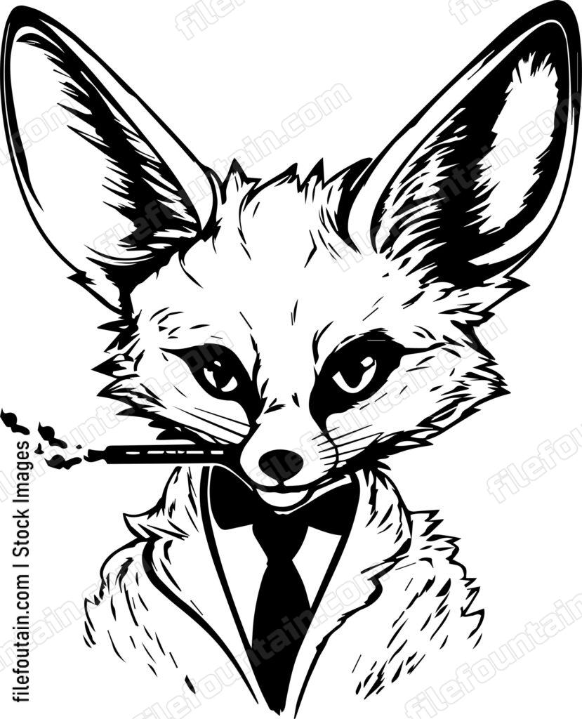 Fennec Fox Smoking A Cigar Logo Vector Design - FileFountain