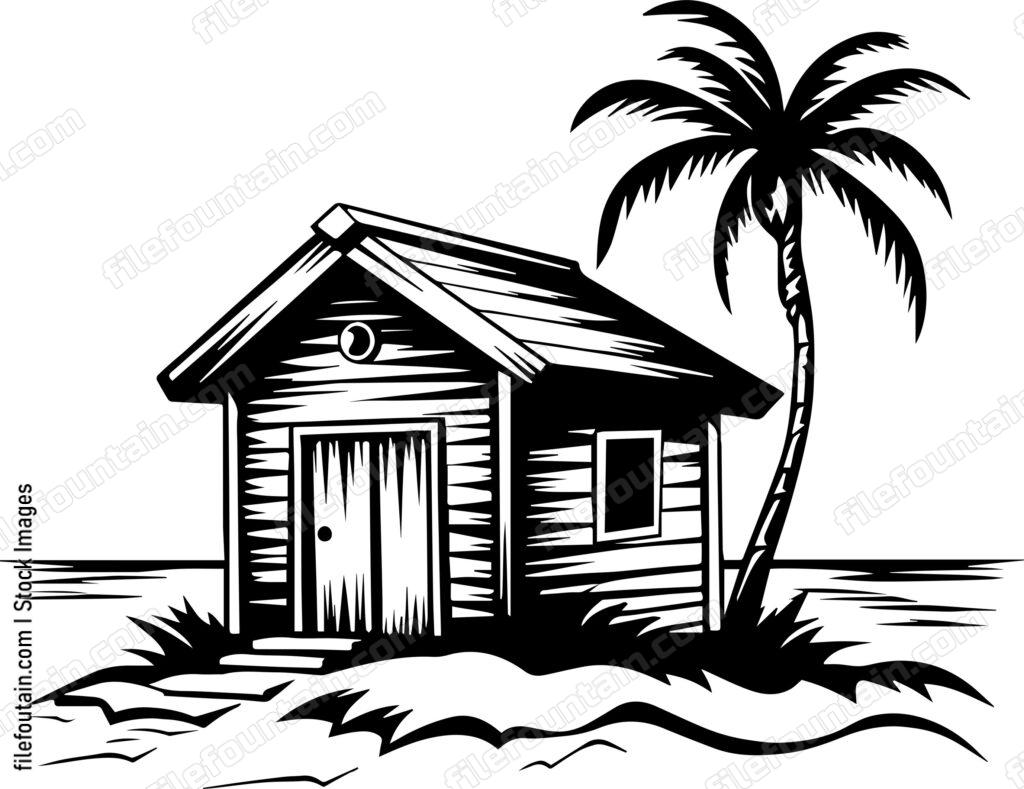 Beach Hut Logo Vector Design - FileFountain