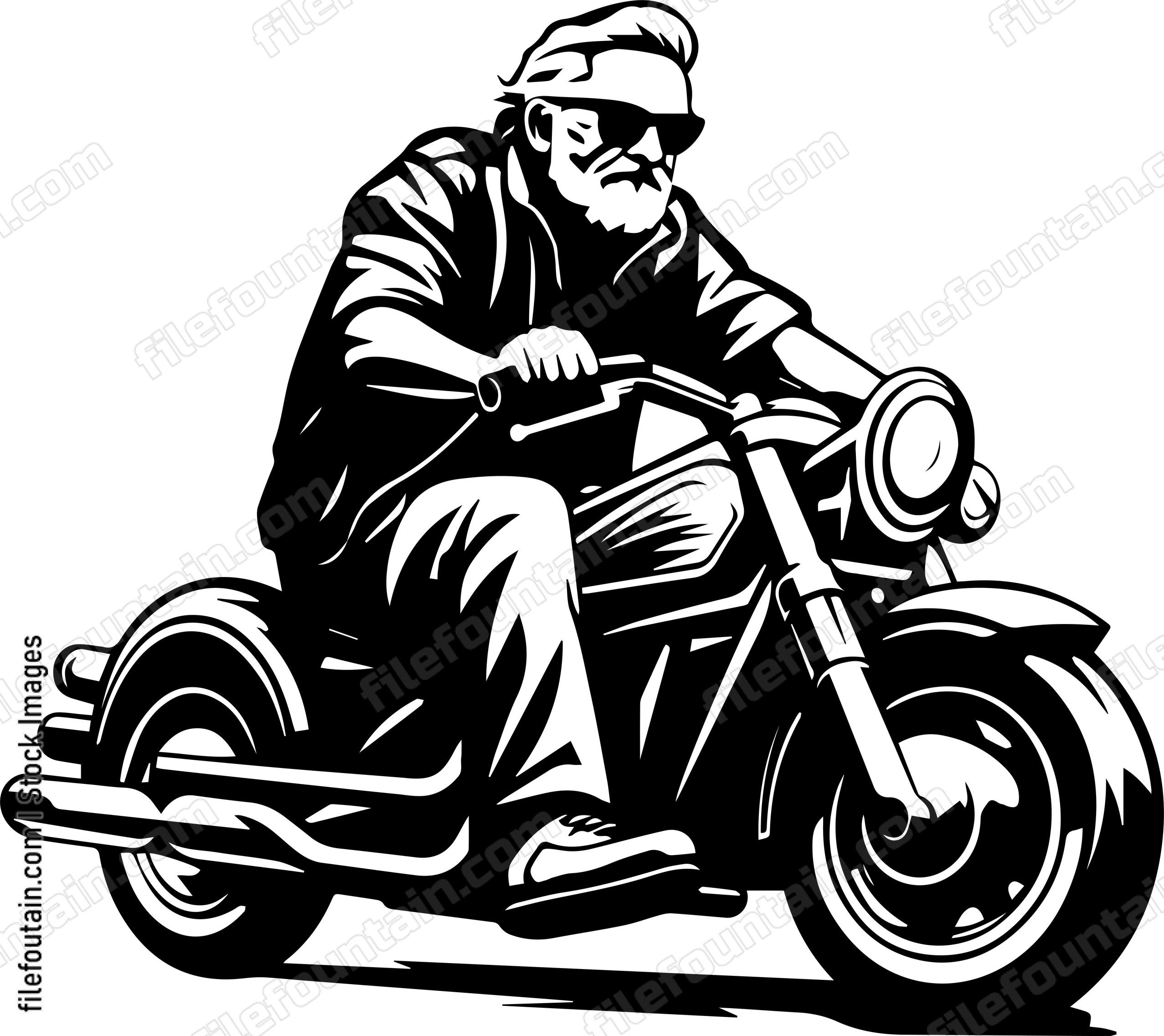Grandpa oldman riding a motorcycle Logo Vector Design - FileFountain