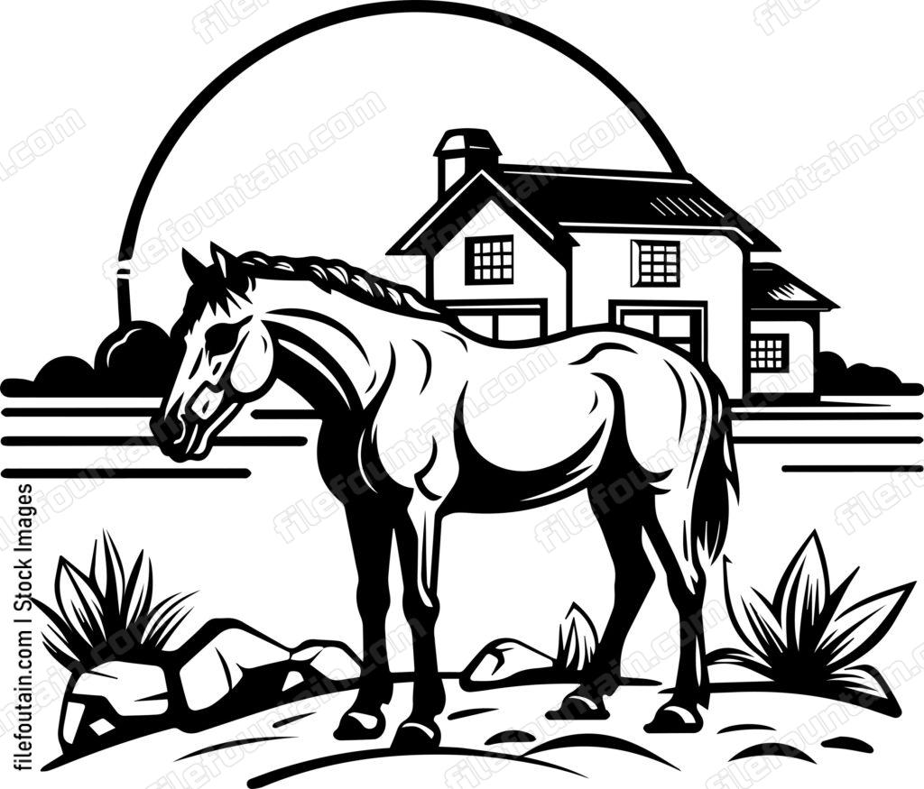 Horse Desert Ranch Logo Vector Design - FileFountain