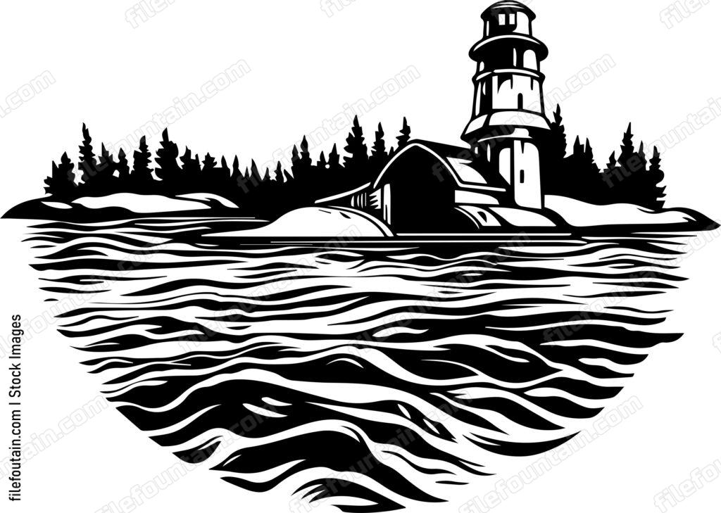 Lake Michigan Lighthouse Logo Vector Design - FileFountain