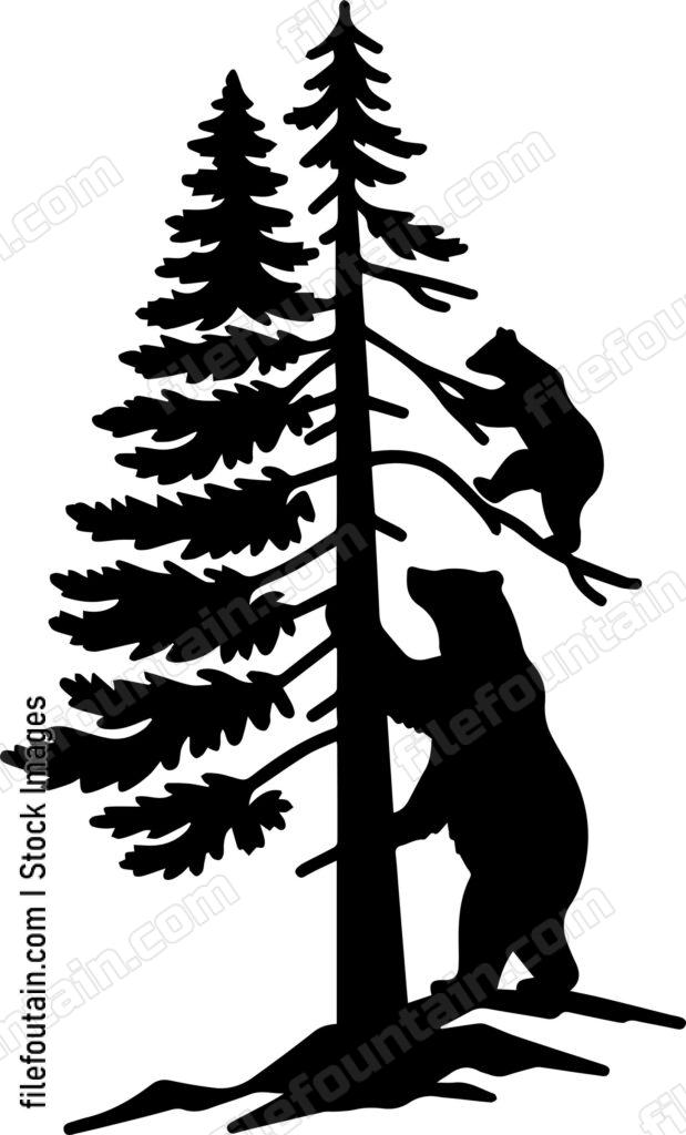 Bear Climbing a Tall Pine Tree Logo Vector Design - FileFountain