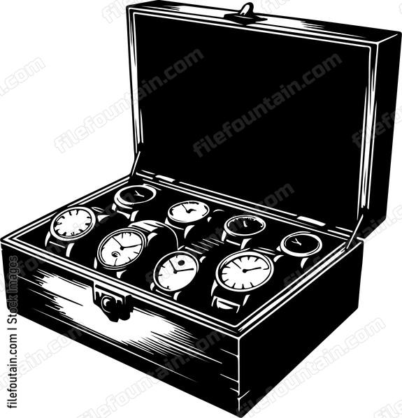 Box of antique watches and timepieces Logo Vector Design - FileFountain